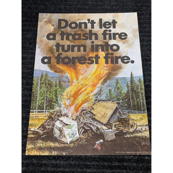 Art | Vintage 1976 Smokey Bear Forest Fire Poster Dont Let Trash Fire ...